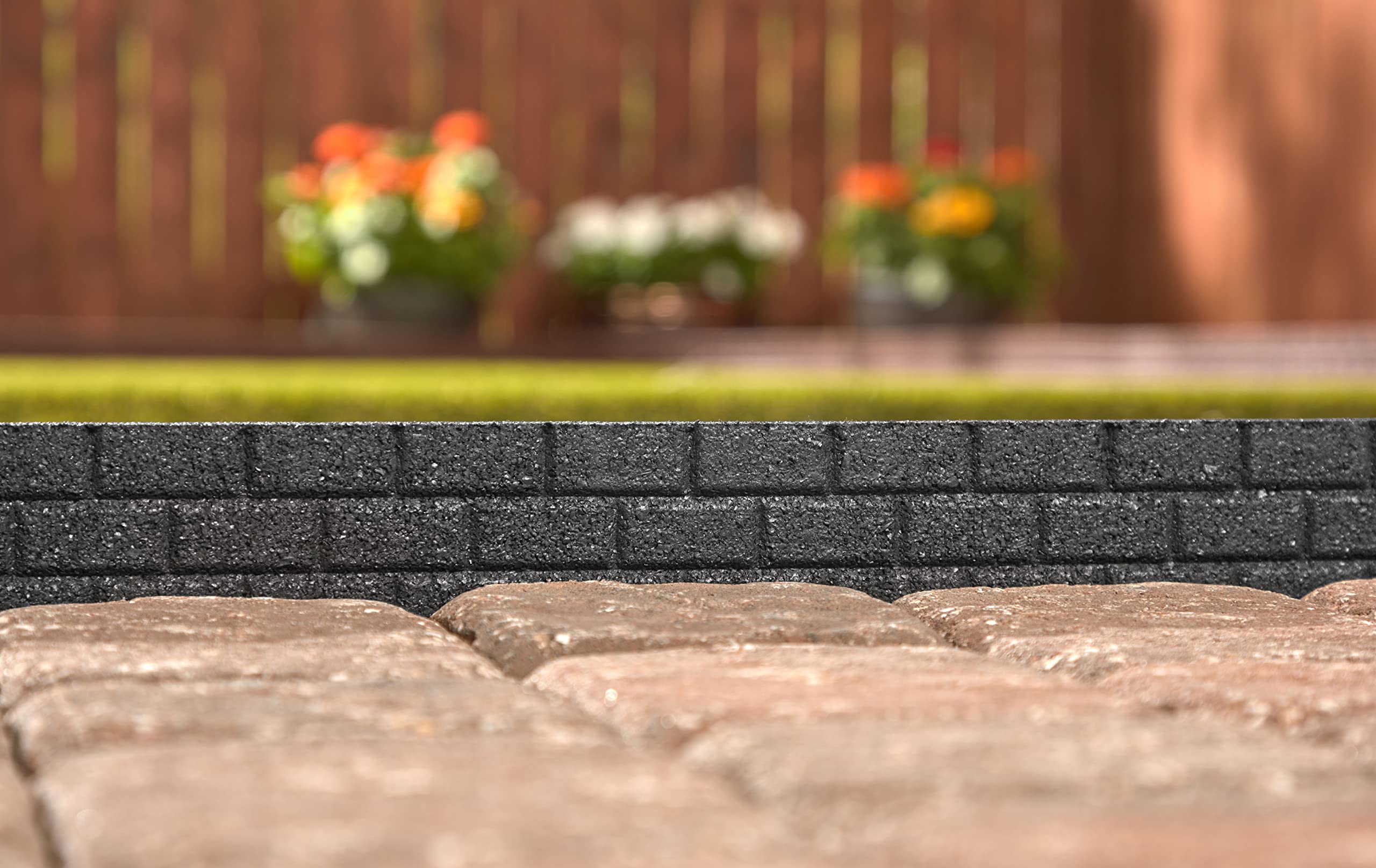 Rubberific Flexible Rubber L Shape Landscape Brick Face Edging Border for Gardens, Lawns, and Landscaping - 6 Pack (Gray)