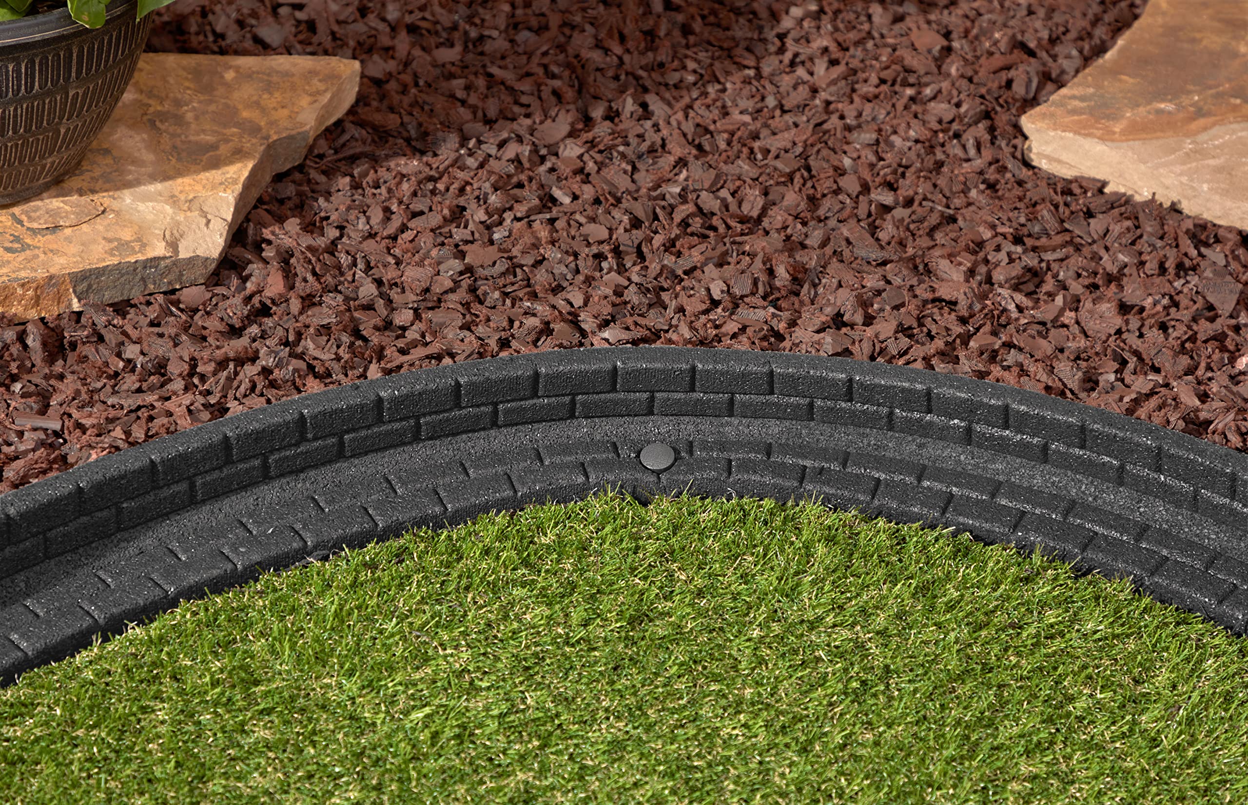Rubberific Flexible Rubber L Shape Landscape Brick Face Edging Border for Gardens, Lawns, and Landscaping - 6 Pack (Gray)