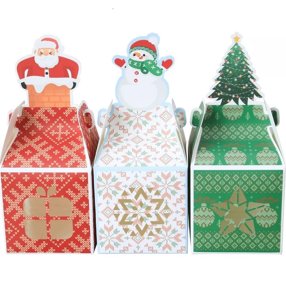 7Rivers Christmas Treat Boxes Set of 12- Small Christmas Gift Boxes Perfect for Ornaments, Small Gifts, Candy, Cookies, Favors