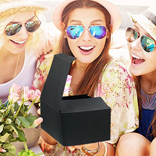 6 Pieces Gift Box 6 x 6 x 4 Inch Matte Paper Gift Boxes with Lids Christmas Gift Boxes for Presents Crafting Cupcake Boxes, Wedding, Birthday Party, Bridesmaid Proposal Boxes, Groomsmen Boxes (Black)