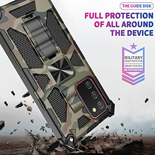 Samsung Galaxy A02S Phone Case,SZYZ Camouflage Sturdy Phone Case with Heavy Duty Shockproof Military Grade Anti-Fall Protection and Built-in Magnetic Cover for Samsung Galaxy A02S, MC Army Green