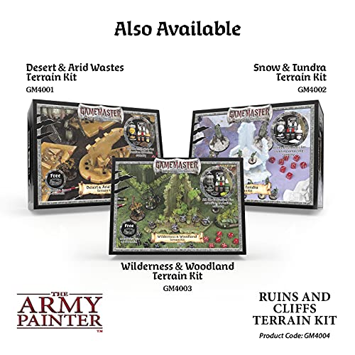 The Army Painter Terrain Paint Set with 5 Terrain Paint, 1 Spray, Basing Materials Gamemaster (Ruins & Cliffs Terrain Paint Beginner Set)