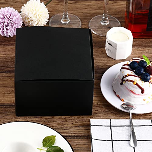 6 Pieces Gift Box 6 x 6 x 4 Inch Matte Paper Gift Boxes with Lids Christmas Gift Boxes for Presents Crafting Cupcake Boxes, Wedding, Birthday Party, Bridesmaid Proposal Boxes, Groomsmen Boxes (Black)