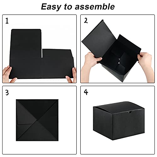 6 Pieces Gift Box 6 x 6 x 4 Inch Matte Paper Gift Boxes with Lids Christmas Gift Boxes for Presents Crafting Cupcake Boxes, Wedding, Birthday Party, Bridesmaid Proposal Boxes, Groomsmen Boxes (Black)
