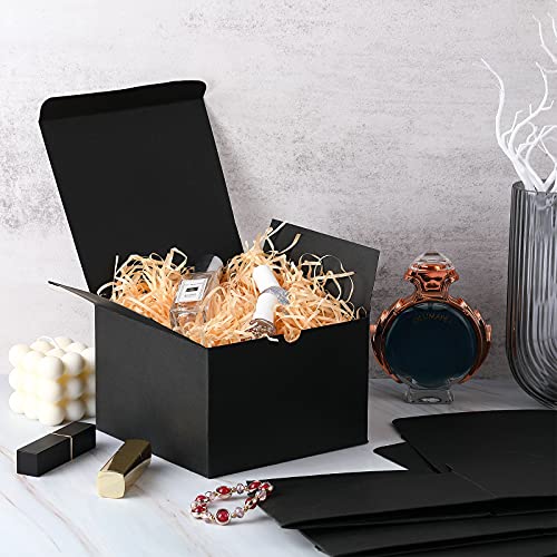 6 Pieces Gift Box 6 x 6 x 4 Inch Matte Paper Gift Boxes with Lids Christmas Gift Boxes for Presents Crafting Cupcake Boxes, Wedding, Birthday Party, Bridesmaid Proposal Boxes, Groomsmen Boxes (Black)