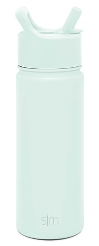 Simple Modern Kids Water Bottle with Straw Lid Vacuum Insulated Stainless Steel Metal Thermos Bottles | Reusable Leak Proof BPA-Free Flask for School | Summit Collection | 18oz, Retro Mint