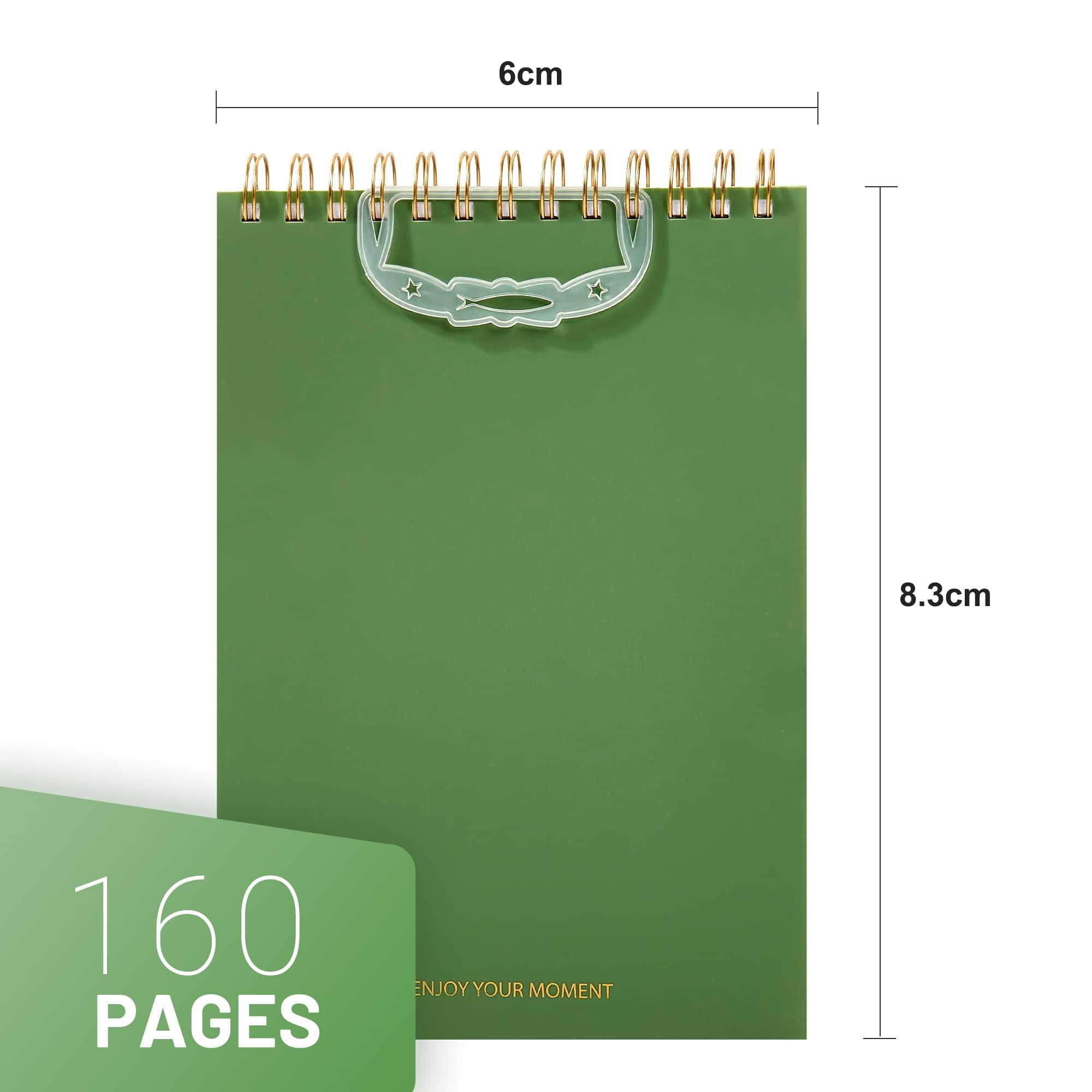 Yoment Top Spiral Notebooks,Top Bound Notebooks Lined 6"x 9",College Ruled Waterproof Cover Notepad,80 sheets(160 Pages),Durable Meeting Notebook for School and Office Business,Green