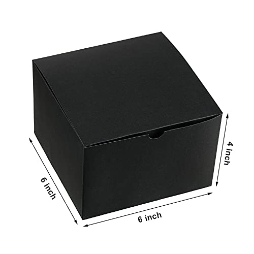 6 Pieces Gift Box 6 x 6 x 4 Inch Matte Paper Gift Boxes with Lids Christmas Gift Boxes for Presents Crafting Cupcake Boxes, Wedding, Birthday Party, Bridesmaid Proposal Boxes, Groomsmen Boxes (Black)