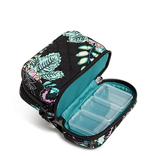 Vera Bradley Women's Cotton Deluxe Travel Pill Organizer, Island Garden - Recycled Cotton, One Size