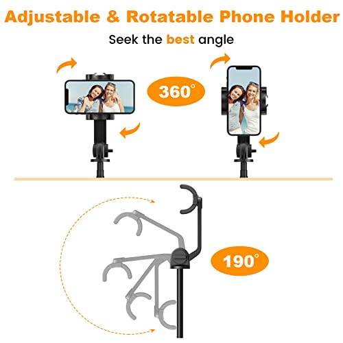 64" Selfie Stick Tripod with Remote for Cell Phone 4"-7",Portable Phone Tripod Stand Compatible with iPhone Android Lightweight Expandable for Travel Selfies Video Recording Vlog(Black)