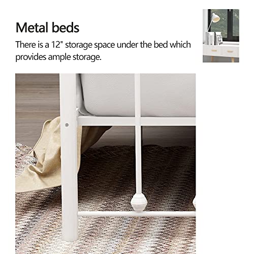 WJORATA Metal Platform Bed Frame Queen Size with Headboard and Footboard,No Box Spring Needed, White