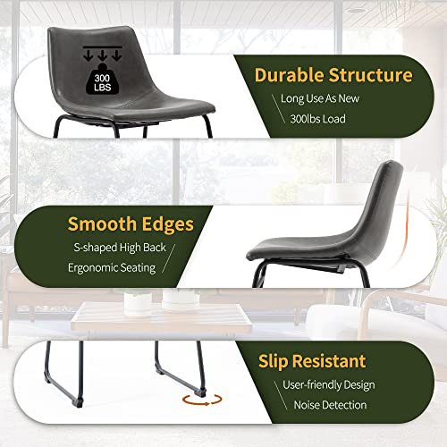 NicBex Retro Bar Stools Crazy-Horse Leather with Metal Legs Barstools, Lounge Kitchen Island Counter Stools, Set of 2, (Grey Color) (A-GE17019-USSU014)