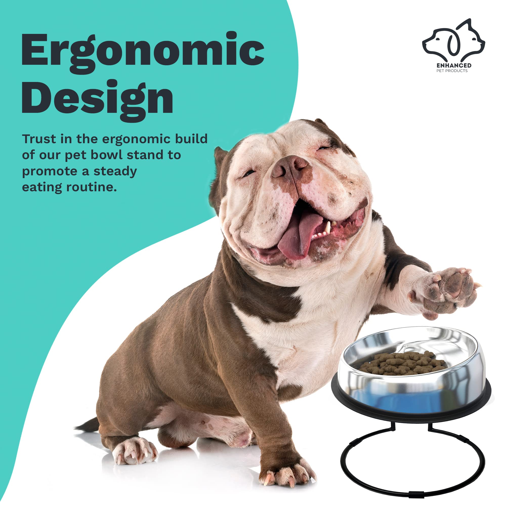 Enhanced Pet Bowl Stand - New Anti-Skid Feature - Dog and Cat Bowl Stand Exclusively for Use with The Corresponing Size Enhanced Pet Bowl (Medium)