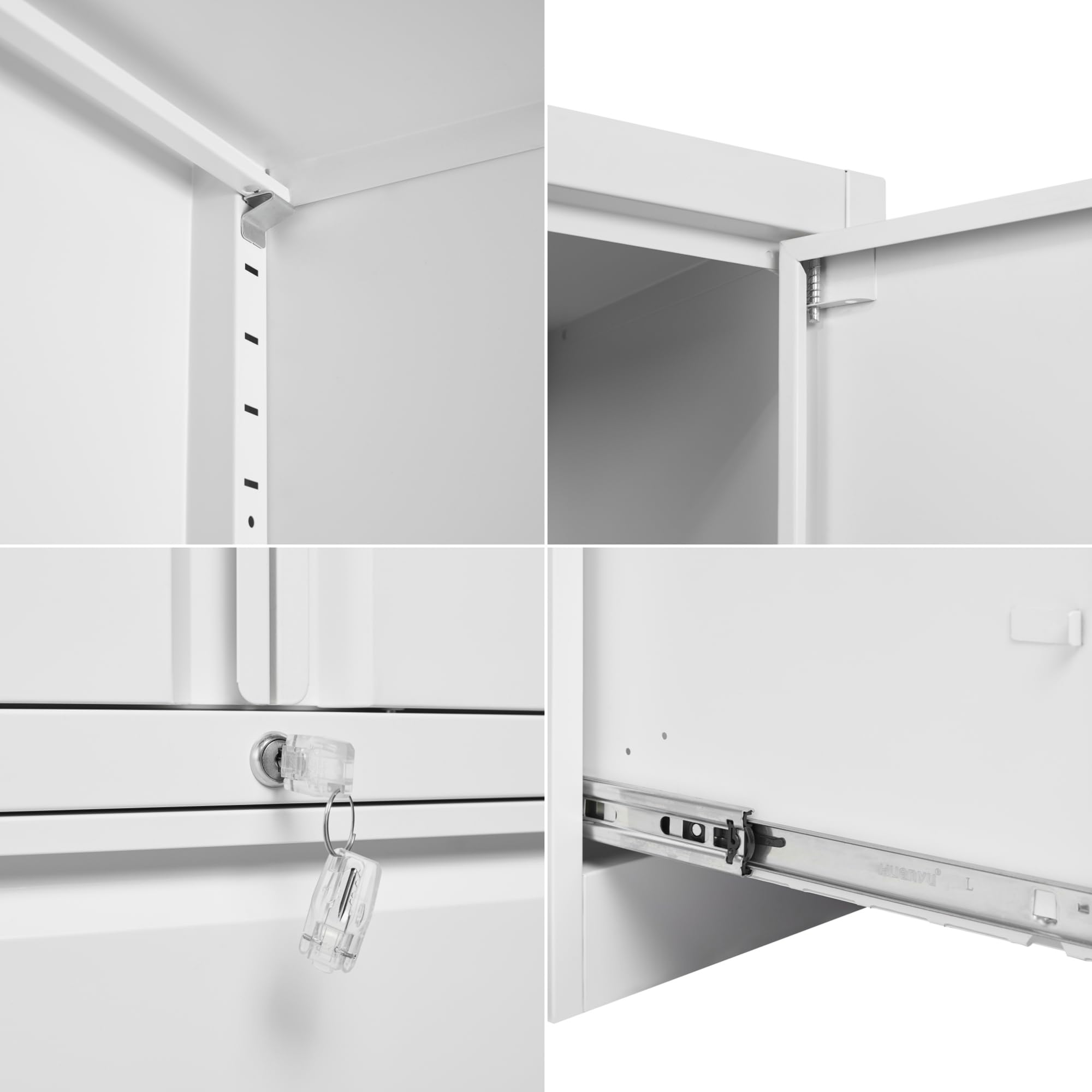 SISESOL Metal Storage Cabinet with Drawers, 71" File Cabinets for Home Office, Locking Steel Storage Cabinet with Doors and Shelves for Home, Office, Warehouse, Garage, School (White, 2 Drawers)