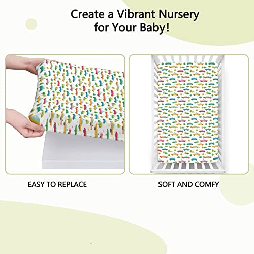 Retro Car Themed Fitted Crib Sheet,Standard Crib Mattress Fitted Sheet Soft & Stretchy Fitted Crib Sheet-Baby Sheet for Boys Girls,28β x52β,Multicolor