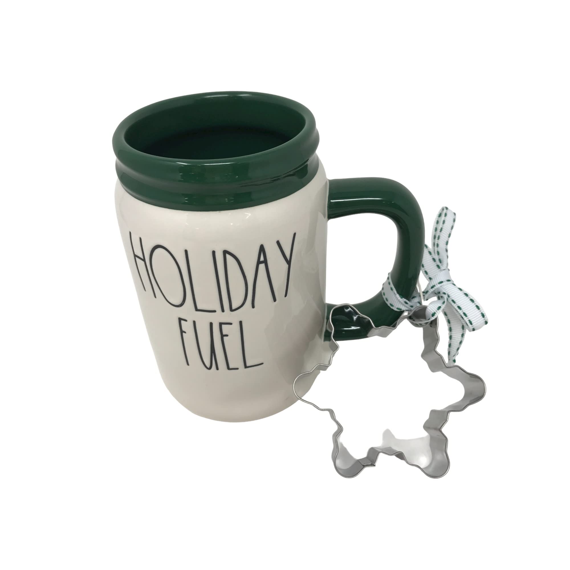 Rae Dunn Christmas Mug and Cookie Cutter Set (Mason Mug/Holiday Fuel/Snowflake Cookie Cutter)