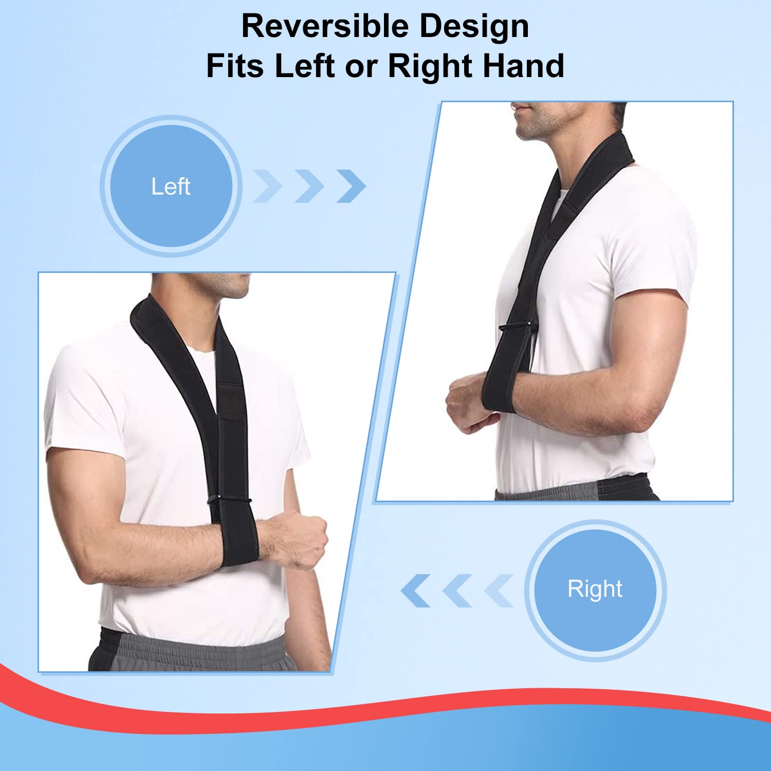 supregear Arm Sling, Adjustable Collar and Cuff Sling Immobilizer Lightweight Neck Support Simple Arm Sling Breathable Medical Shoulder Support for Men Women, One Size Fits All, Black
