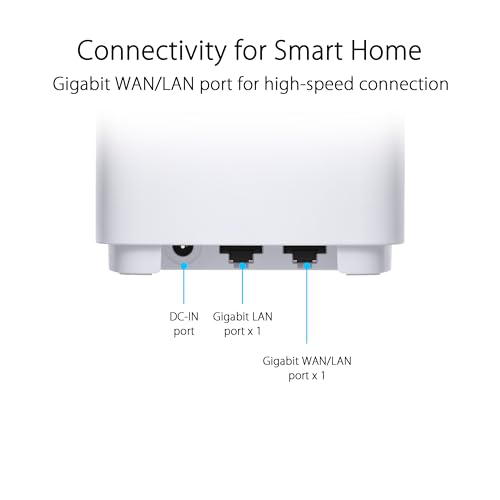 ASUS ZenWiFi AX Mini (XD5) Dual-band Whole Home Mesh WiFi System (3 Pack), WiFi 6, 802.11ax, up to 5000 sq ft & 5+ rooms, AiMesh, Lifetime Internet Security, Parental Controls, Easy Setup