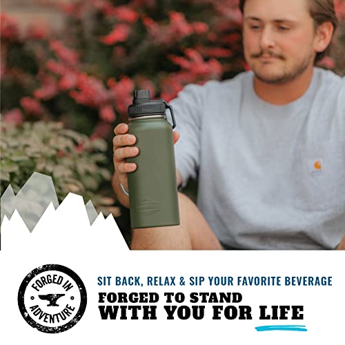 Cordova Outdoors Water Bottle - Double Wall Stainless Steel, Powder Coated, Twist-Off Easy Drink Lid with Carry Handle, Illuminating, 32 oz