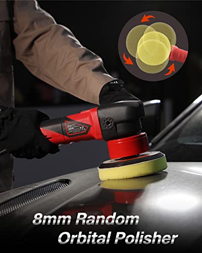 AVID POWER Buffer Polisher, 5-inch/6-inch Dual Action/DA Polisher for Car Detailing, Random Orbital Car Buffer Polisher Waxer Kit with 6 Variable Speed, 4Pcs 5-inch & 6-inch Polishing Pads