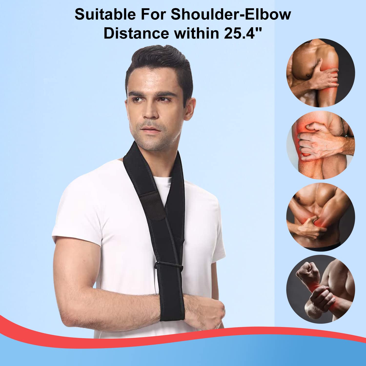 supregear Arm Sling, Adjustable Collar and Cuff Sling Immobilizer Lightweight Neck Support Simple Arm Sling Breathable Medical Shoulder Support for Men Women, One Size Fits All, Black