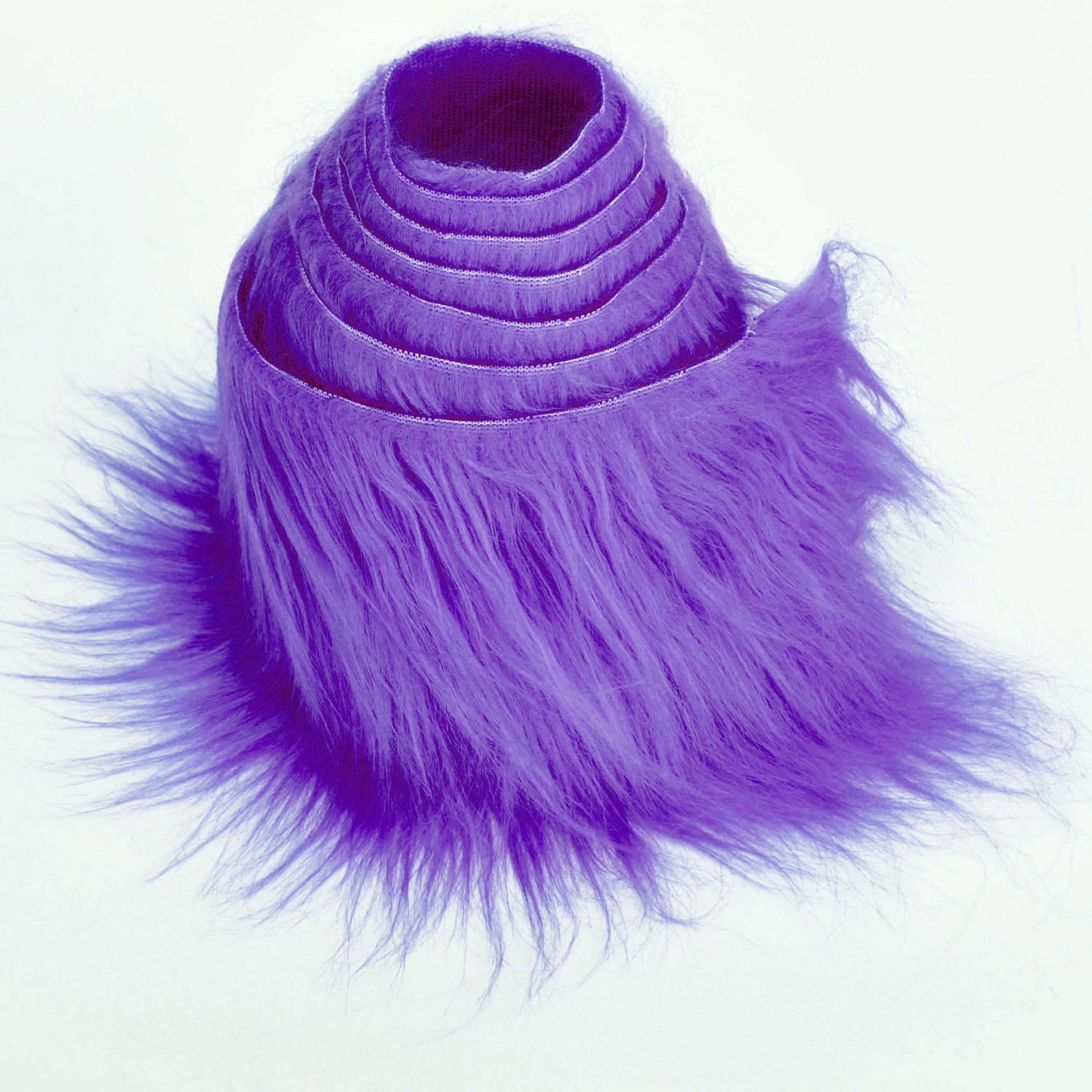 Shaggy Plush Faux Fur Fabric Precut Strips Fluffy Fuzzy Craft Fur for Gnomes Beard Hair Cosplay Costume Dwarf Decoration, Deep Purple 2x60 inch