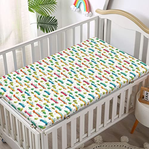 Retro Car Themed Fitted Crib Sheet,Standard Crib Mattress Fitted Sheet Soft & Stretchy Fitted Crib Sheet-Baby Sheet for Boys Girls,28β x52β,Multicolor