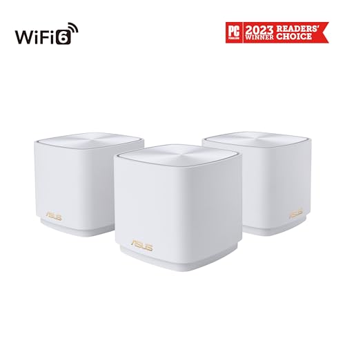 ASUS ZenWiFi AX Mini (XD5) Dual-band Whole Home Mesh WiFi System (3 Pack), WiFi 6, 802.11ax, up to 5000 sq ft & 5+ rooms, AiMesh, Lifetime Internet Security, Parental Controls, Easy Setup