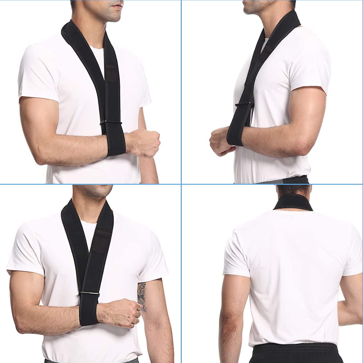 supregear Arm Sling, Adjustable Collar and Cuff Sling Immobilizer Lightweight Neck Support Simple Arm Sling Breathable Medical Shoulder Support for Men Women, One Size Fits All, Black