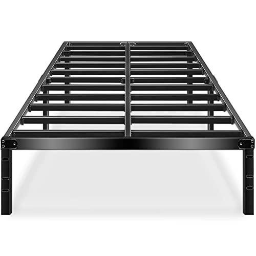 HAAGEEP Black Full Bed Frame No Box Spring Needed 14 Inch Metal Platform Heavy Duty Beds Frames with Storage, BF