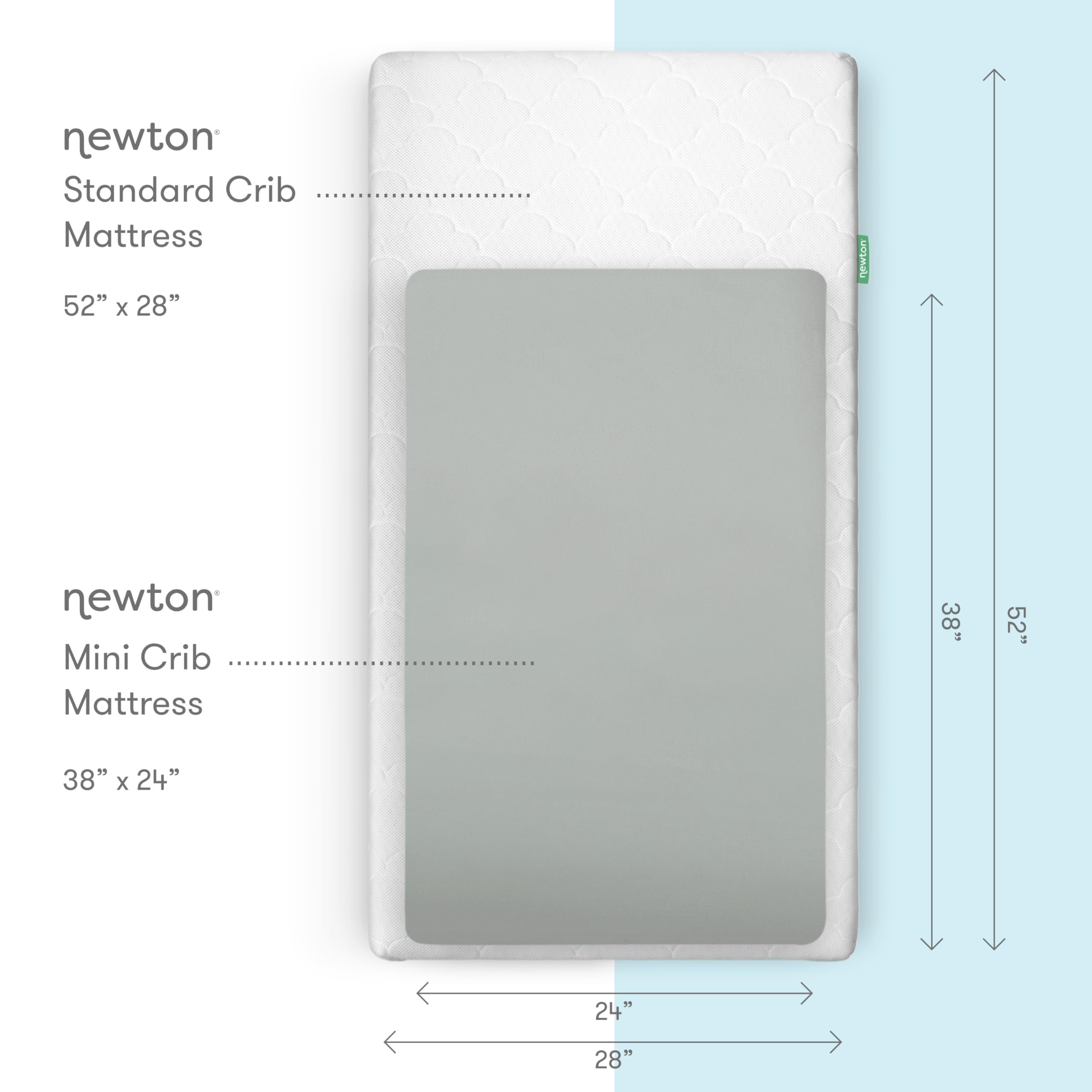 Newton Baby Mini Crib Fitted Sheets (2-Pack) | Organic Muslin Cotton, Ultra Breathable & Soft Baby Sheets, Machine Washable Baby Mattress Sheets, Fits Any Mini Sized Crib 24" x 38", Sage