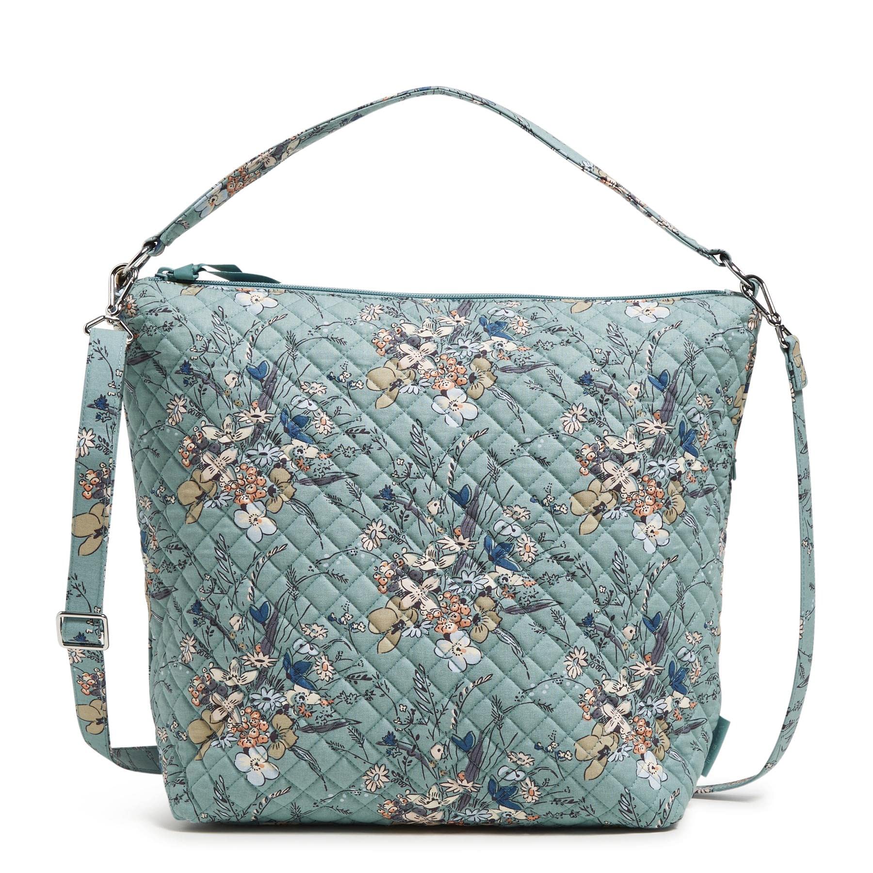 Vera Bradley Women's Cotton Oversized Hobo Shoulder Bag, Sunlit Garden Sage - Recycled Cotton, One Size