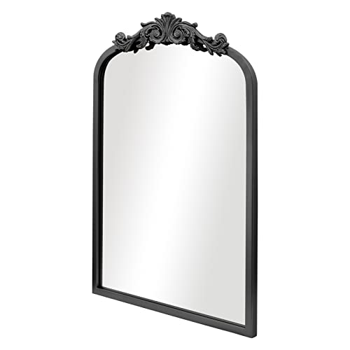AIXI HOME Black Arched Mirror 15"x23", Traditional Arendahl Vintage Antique Mirror with Ornate Metal Frame, Baroque Wall Mounted Mirrors for Entryway/Bathroom/Living Room/Hallway/Bedroom