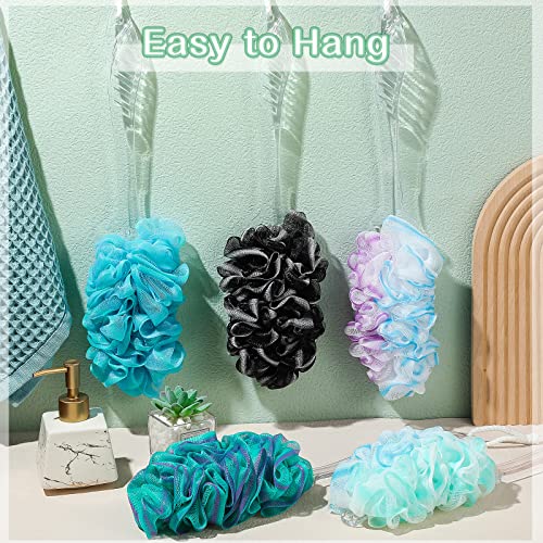 5 Pieces Loofah Back Scrubber for Shower Long Handle Bath Body Brush Shower Brush with Long Handled Deep Cleansing and Exfoliating Bath Loofah Sponge for Men Women in Bathing Accessories