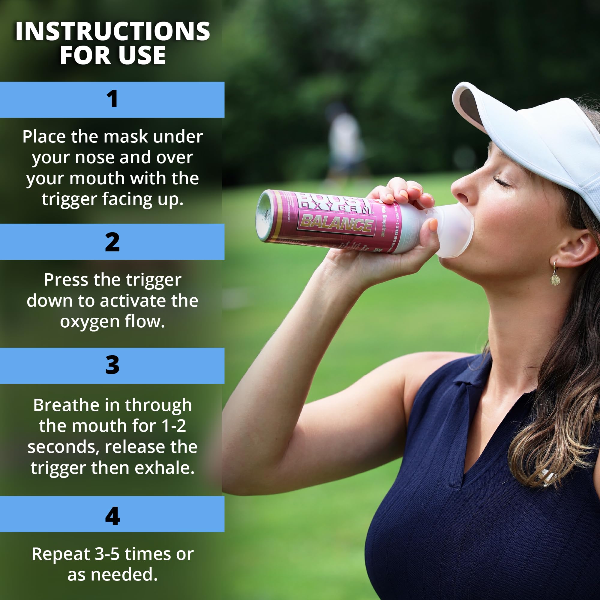 Boost Oxygen 5 Liter Natural Pure Canned Supplemental Oxygen Bottle with Built in Mouthpiece for High Altitudes and Recovery, Natural Flavor (3 Pack), Flavorless, 3.0 Count