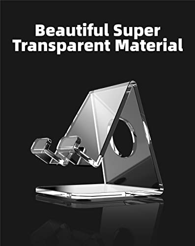TOPGO Acrylic Cell Phone Stand, Clear Phone Holder for Desk, Office Desktop, Bedside Table, Compatible with iPhone 14/Samsung/Smartphones/iPad Mini