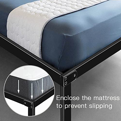 HAAGEEP Black Full Bed Frame No Box Spring Needed 14 Inch Metal Platform Heavy Duty Beds Frames with Storage, BF