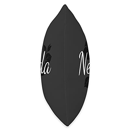 Custom Nelda Gifts & Designs for Girls Nelda-Custom Black Rose Gray Floral Personalized Throw Pillow, 16x16, Multicolor