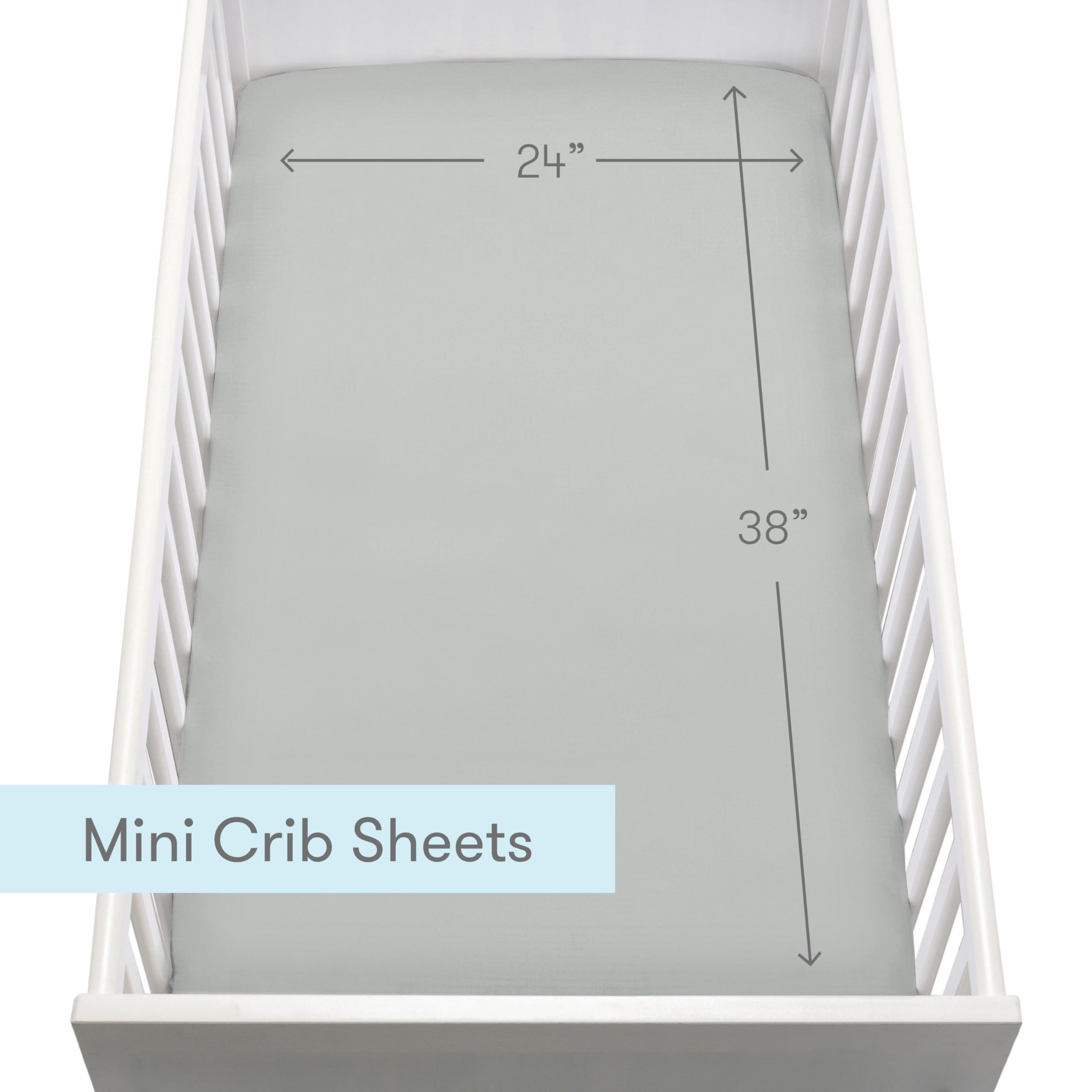 Newton Baby Mini Crib Fitted Sheets (2-Pack) | Organic Muslin Cotton, Ultra Breathable & Soft Baby Sheets, Machine Washable Baby Mattress Sheets, Fits Any Mini Sized Crib 24" x 38", Sage
