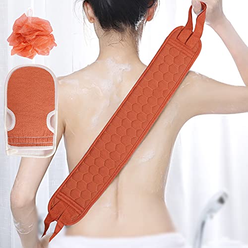 Exfoliating Back Scrubber for Shower,Back Washer For Shower with Korean Exfoliating Gloves Mitt for Body Cleansing,Exfoliating Body Scrubber for Men and Women