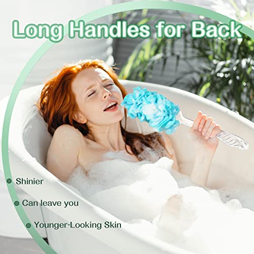 5 Pieces Loofah Back Scrubber for Shower Long Handle Bath Body Brush Shower Brush with Long Handled Deep Cleansing and Exfoliating Bath Loofah Sponge for Men Women in Bathing Accessories