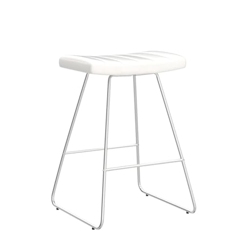 SICOTAS Bar Stools Set of 2 - Counter Height Bar Stools - 24 Inch Saddle Bar Stools - Modern Metal Bar Stools for Kitchen Counter - White Saddle Seat Barstools, Kitchen Island Stools - Chromed Base