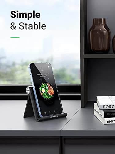 UGREEN 2 Pack Cell Phone Stand Desk Accessories Adjustable Foldable iPhone Stand Holder Desktop Compatible with iPhone 14 Pro Max 14 Plus 13 12 Pro 11 SE Galaxy S23 Ultra Black White