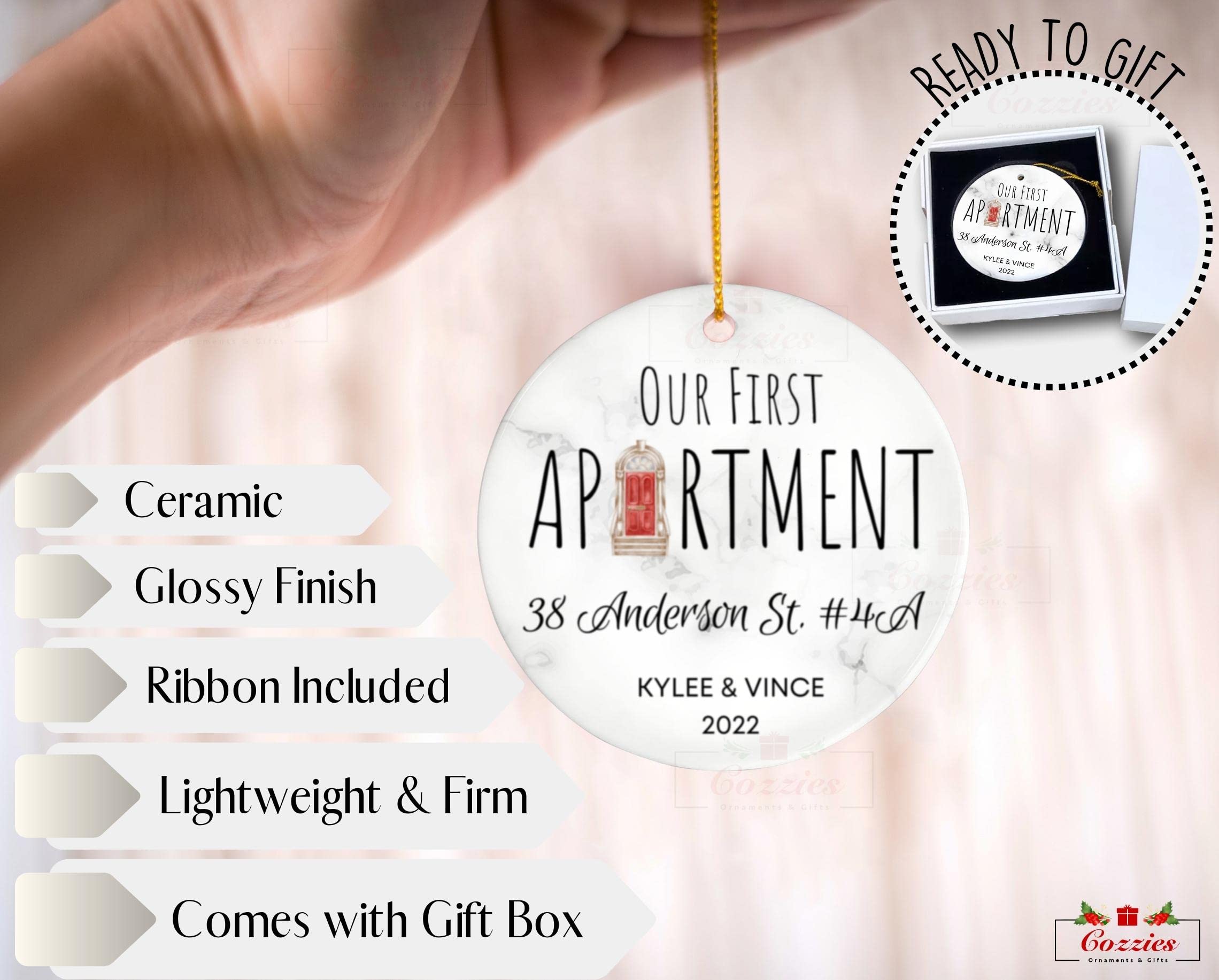 2023 Personalized Our First Apartment Ornament, Custom Home Address Christmas Ornament, Couples New Apartment Ornament, Realtor Client (Design E)