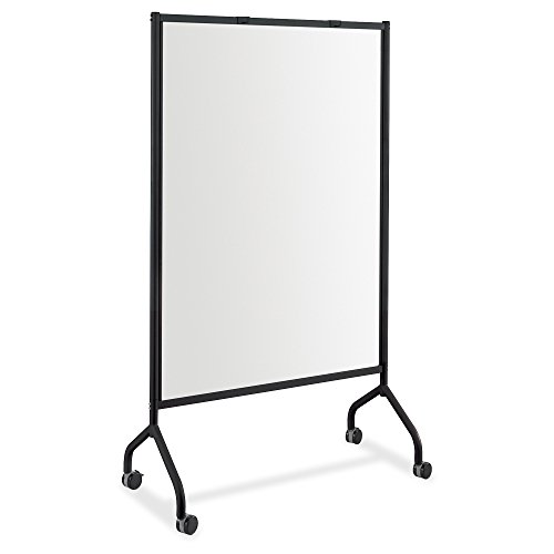 Safco Products Impromptu Full Whiteboard Screen 8511BL, Black, 42"W x 72"H, Double-sided Magnetic Dry Erase Board, Commercial-Grade Steel Frame, Swivel Wheels, Accessory Shelf