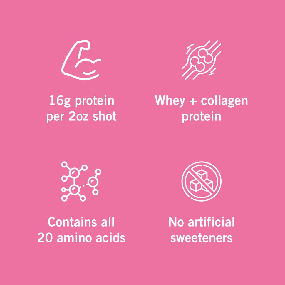 Vidafuel Protein Drink, 16g protein per 2oz shot, 32 fl oz carton, 2 Pack, berry and citrus, collagen and whey drink, no artificial sweeteners