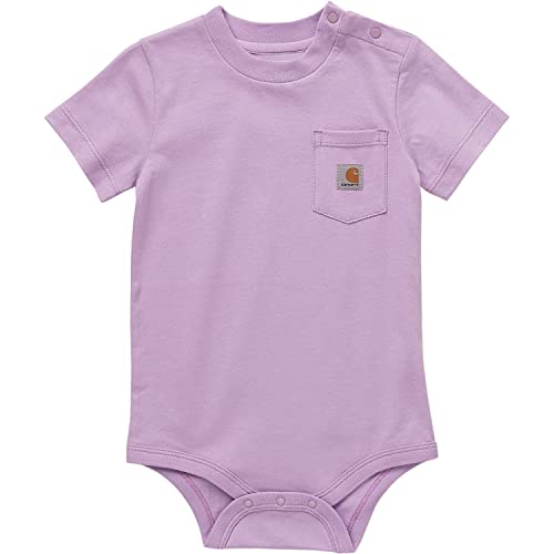 Carhartt Baby Short-Sleeve Bodysuit Pocket T-Shirt Onesie, Lupine, 6 Months