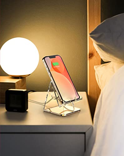 TOPGO Acrylic Cell Phone Stand, Clear Phone Holder for Desk, Office Desktop, Bedside Table, Compatible with iPhone 14/Samsung/Smartphones/iPad Mini