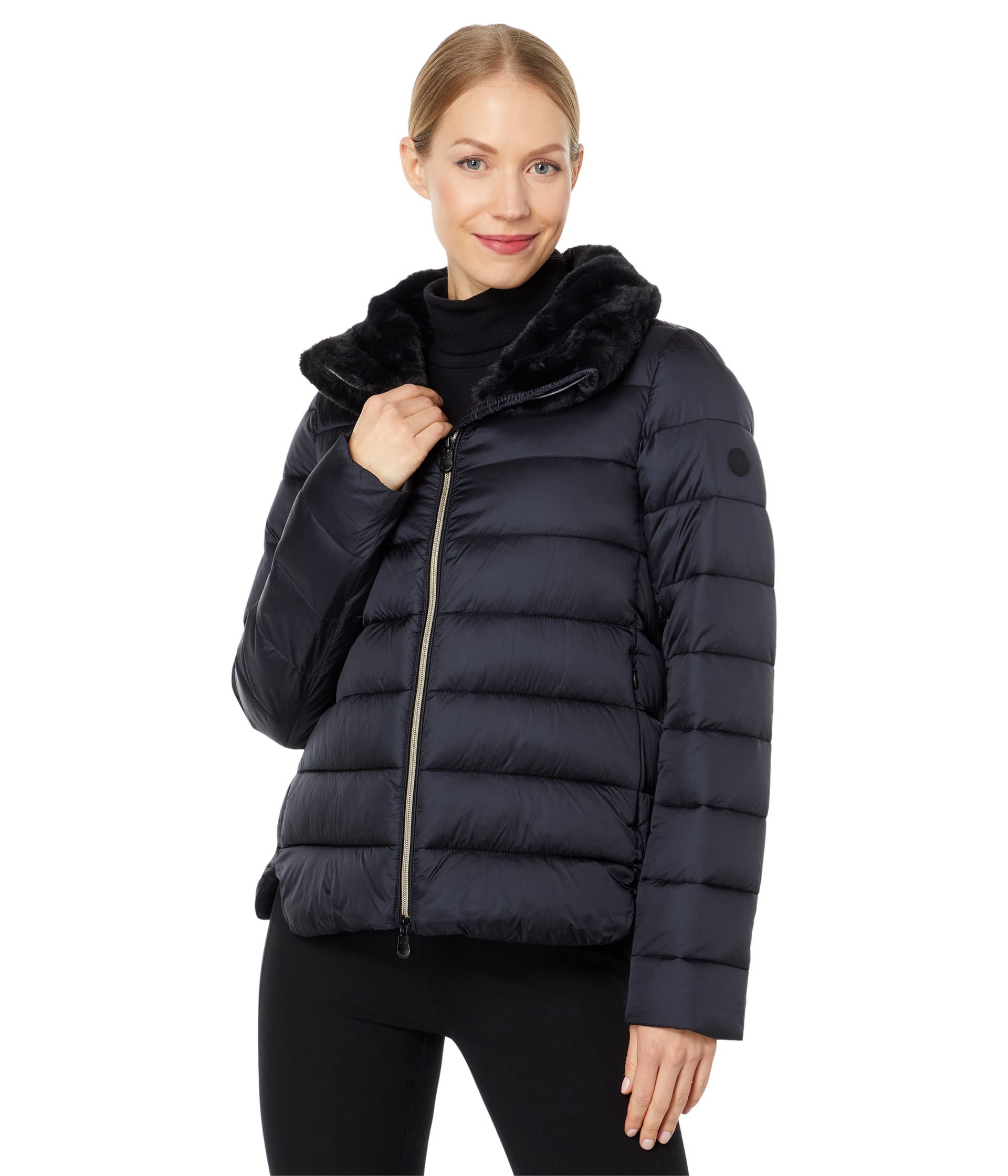 Save The Duck Mei - Short Basic with Faux Fur Black 1 4 (XL)