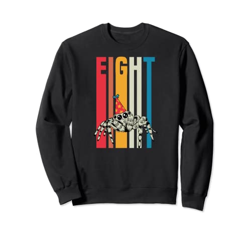 8th Birthday Party Supply Retro Vintage Pet Jumping Spider Sweatshirt